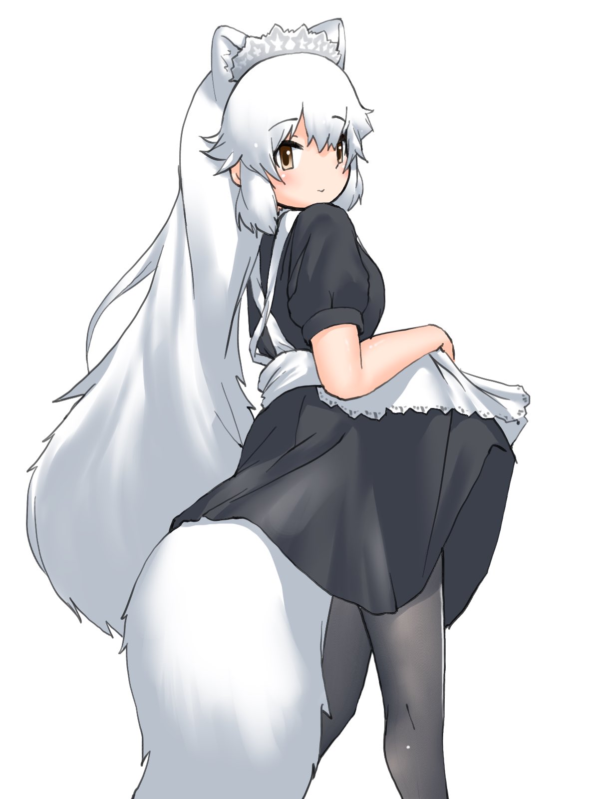 Safebooru - alternate costume animal ears apron arctic fox (kemono ...