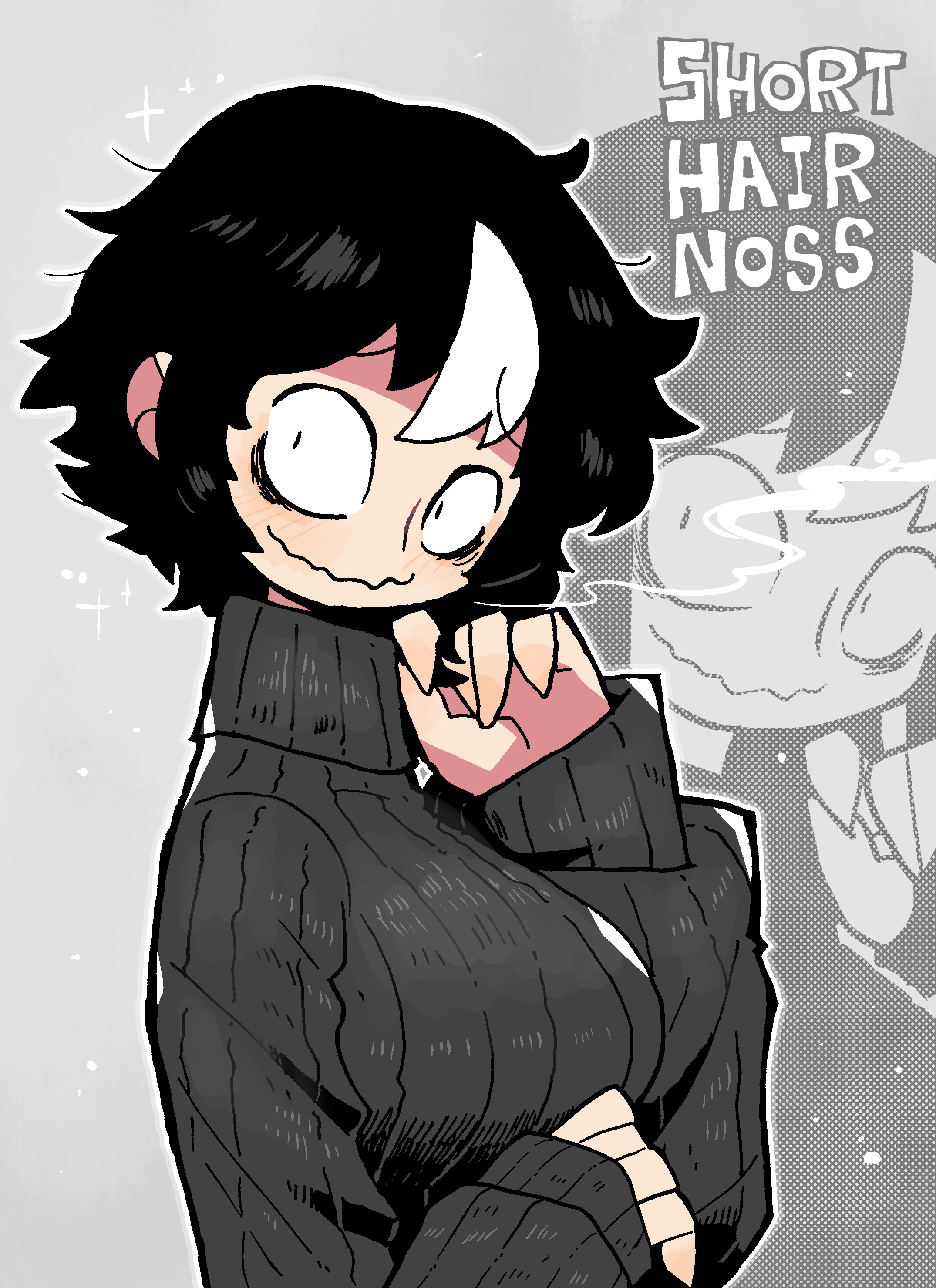 Safebooru - 1girl absurdres alternate hair length alternate hairstyle black hair blush breasts ...