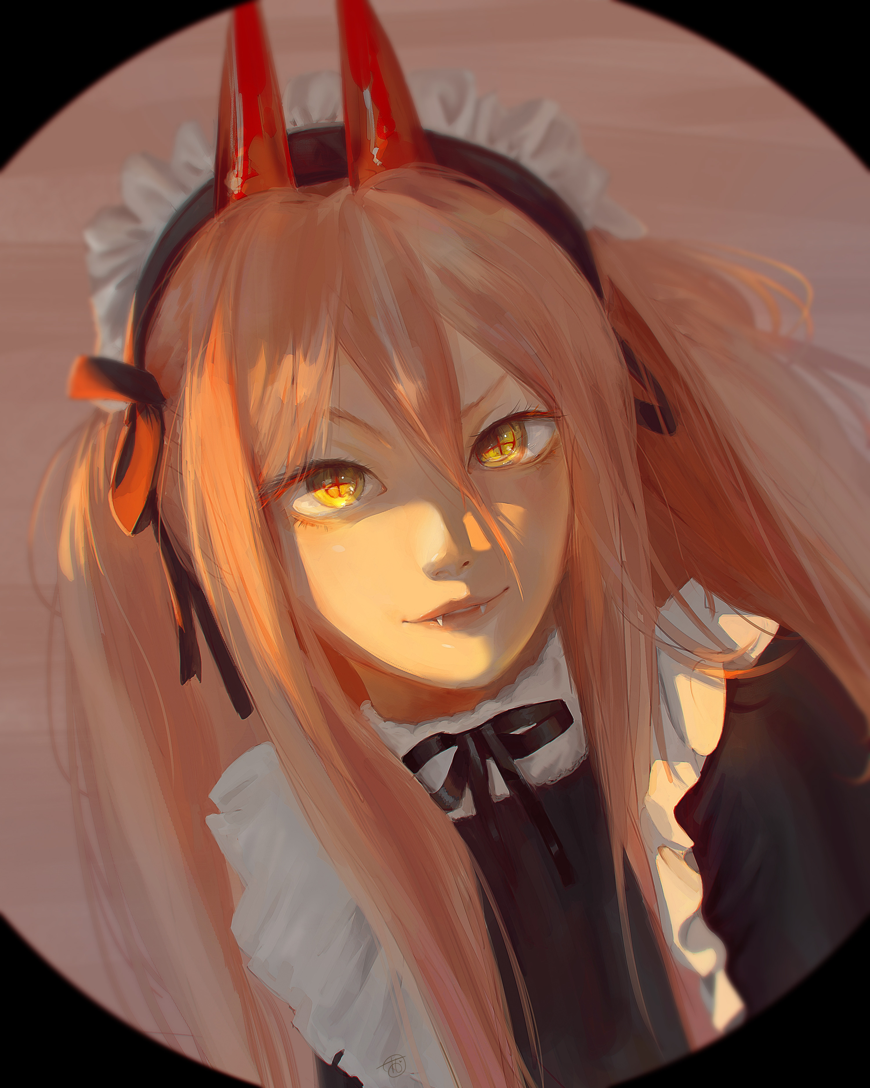 Safebooru - 1girl absurdres black ribbon chainsaw man fangs highres ...