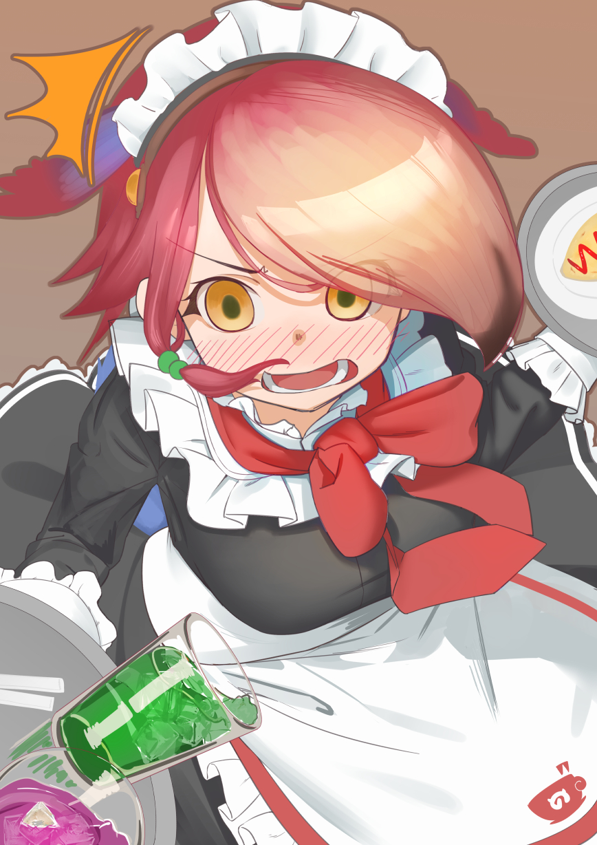 Safebooru - 1girl alternate costume apron bird girl bird wings black dress blush bow bowtie ...