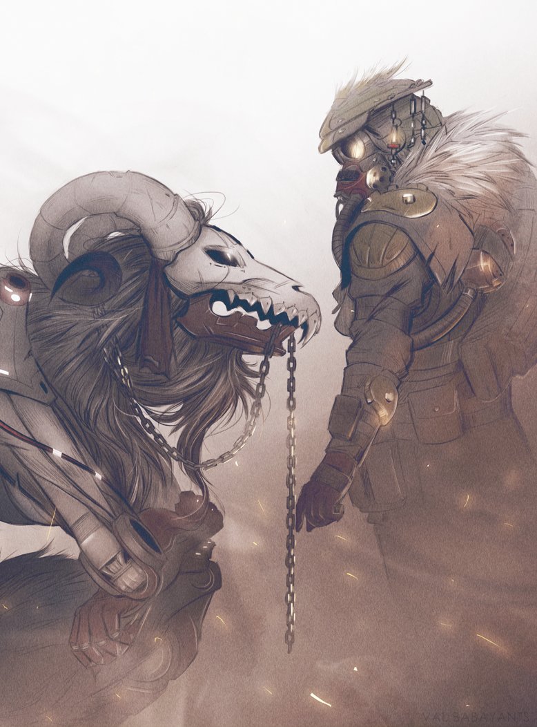 Safebooru - 1boy 1other ambiguous gender apex legends black hair black sclera bloodhound (apex ...