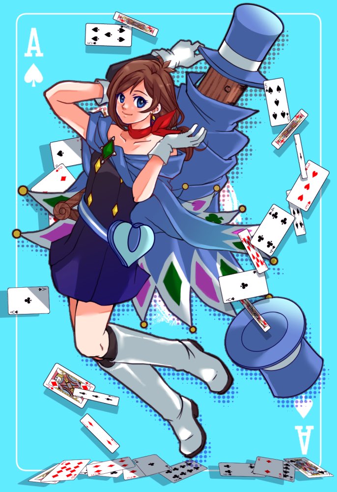 Safebooru - 1girl 1other ace attorney apollo justice blue dress blue eyes blue headwear boots ...