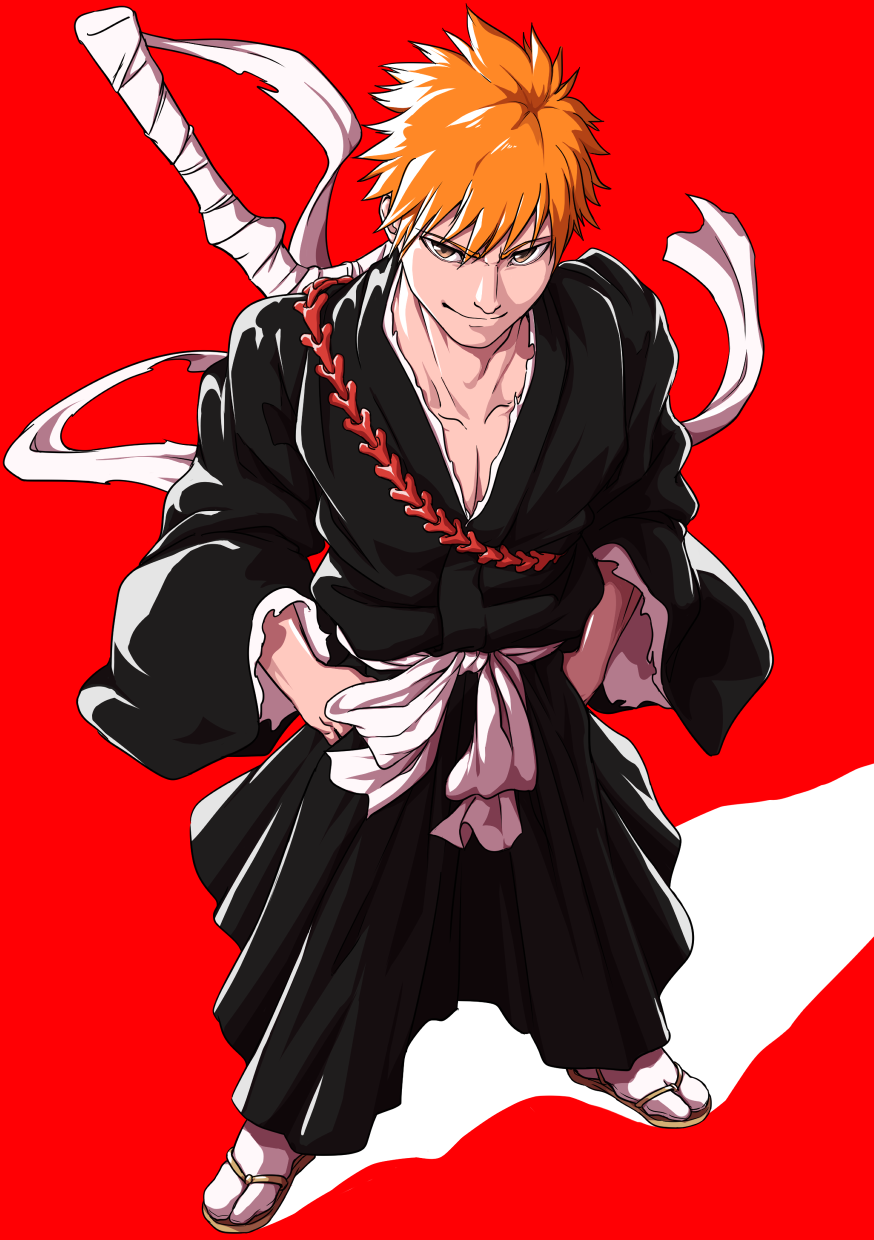Safebooru - 1boy absurdres bleach flip-flops from above full body hands ...