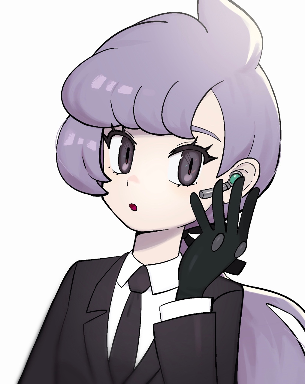 Safebooru - 1girl :o anabel (pokemon) bangs black gloves black jacket black necktie chirosamu ...
