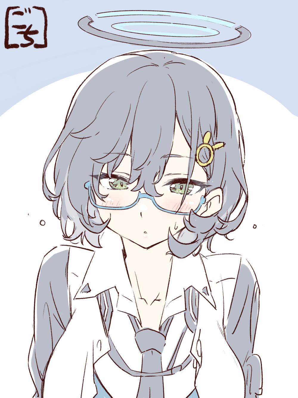 Safebooru - 1girl black hair blue archive blush chihiro (blue archive) glasses gochisousama ...