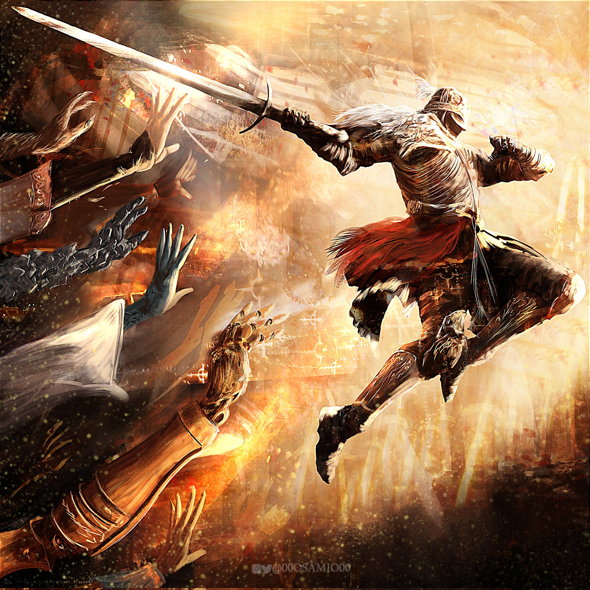 Safebooru - 00osamio00 1other ambiguous gender armor bloody wolf (elden ring) cape cloak elden ...