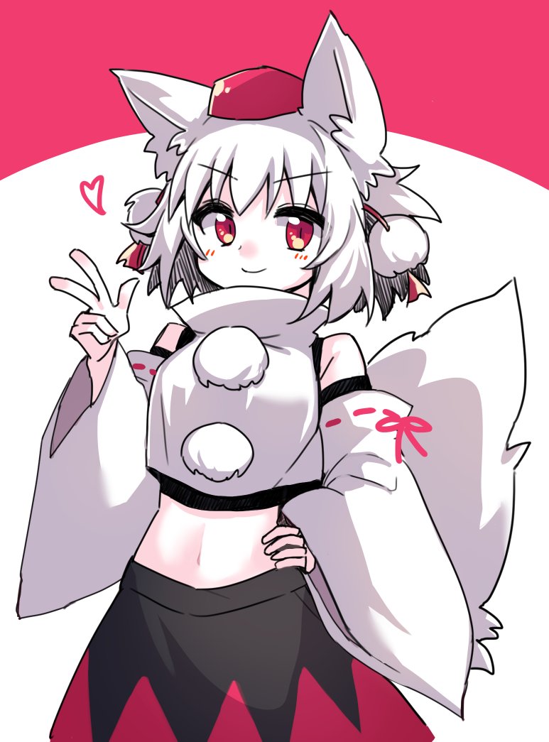 Safebooru - animal ears blush cutout below navel detached sleeves hat ...