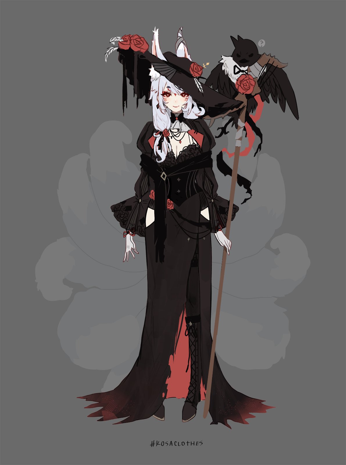 Safebooru - 1girl alternate costume animal ear fluff animal ears bird black footwear black ...