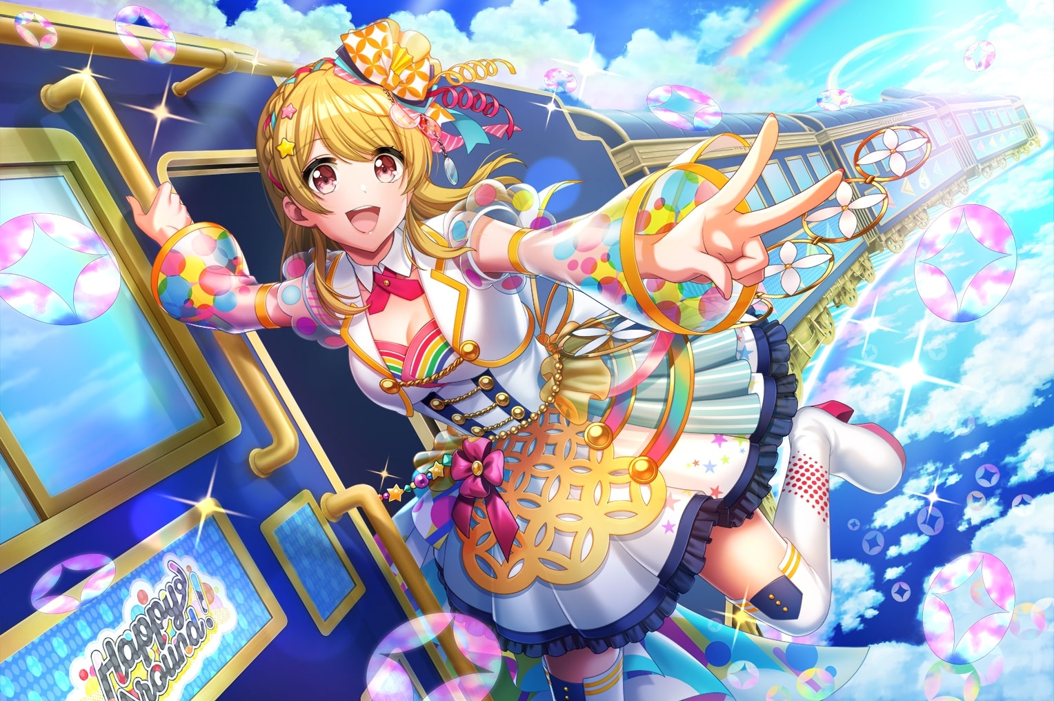 Safebooru - aimoto rinku blonde hair d4dj dress long hair red eyes smile | 4214493