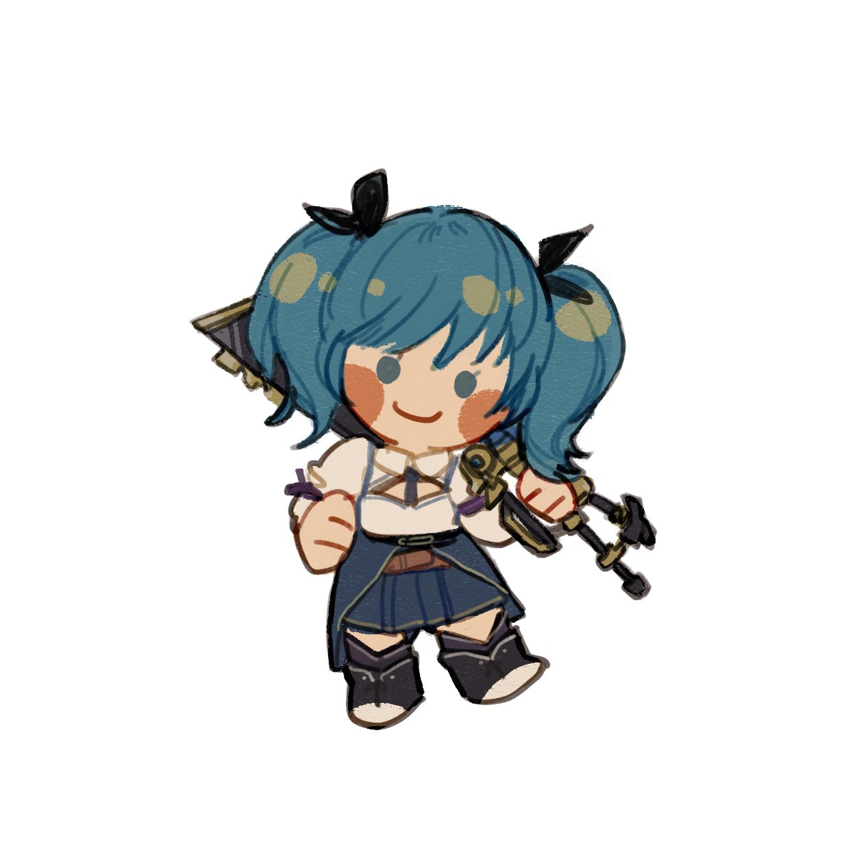 Safebooru - 1girl aqua hair assault lily bangs belt black footwear black necktie black ribbon ...