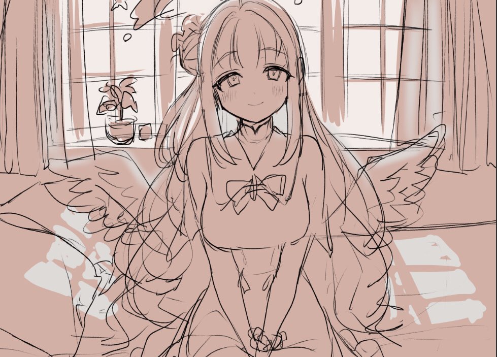 Safebooru - angel angel wings blue archive dress emirio (emirio110) halo long hair mika (blue ...