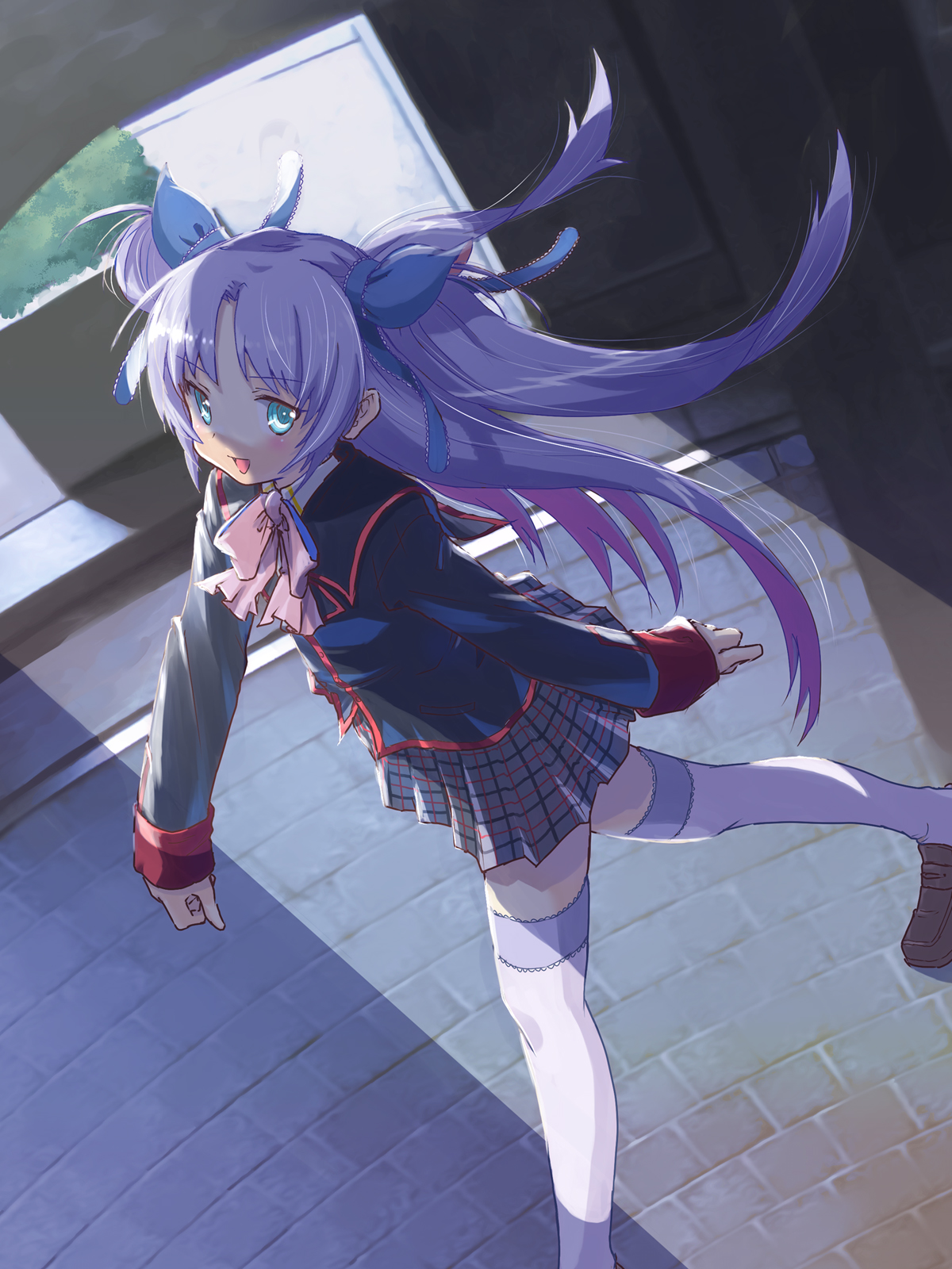 Safebooru - 1girl akayama yukihe blue eyes blue ribbon bow hair ribbon highres little busters ...