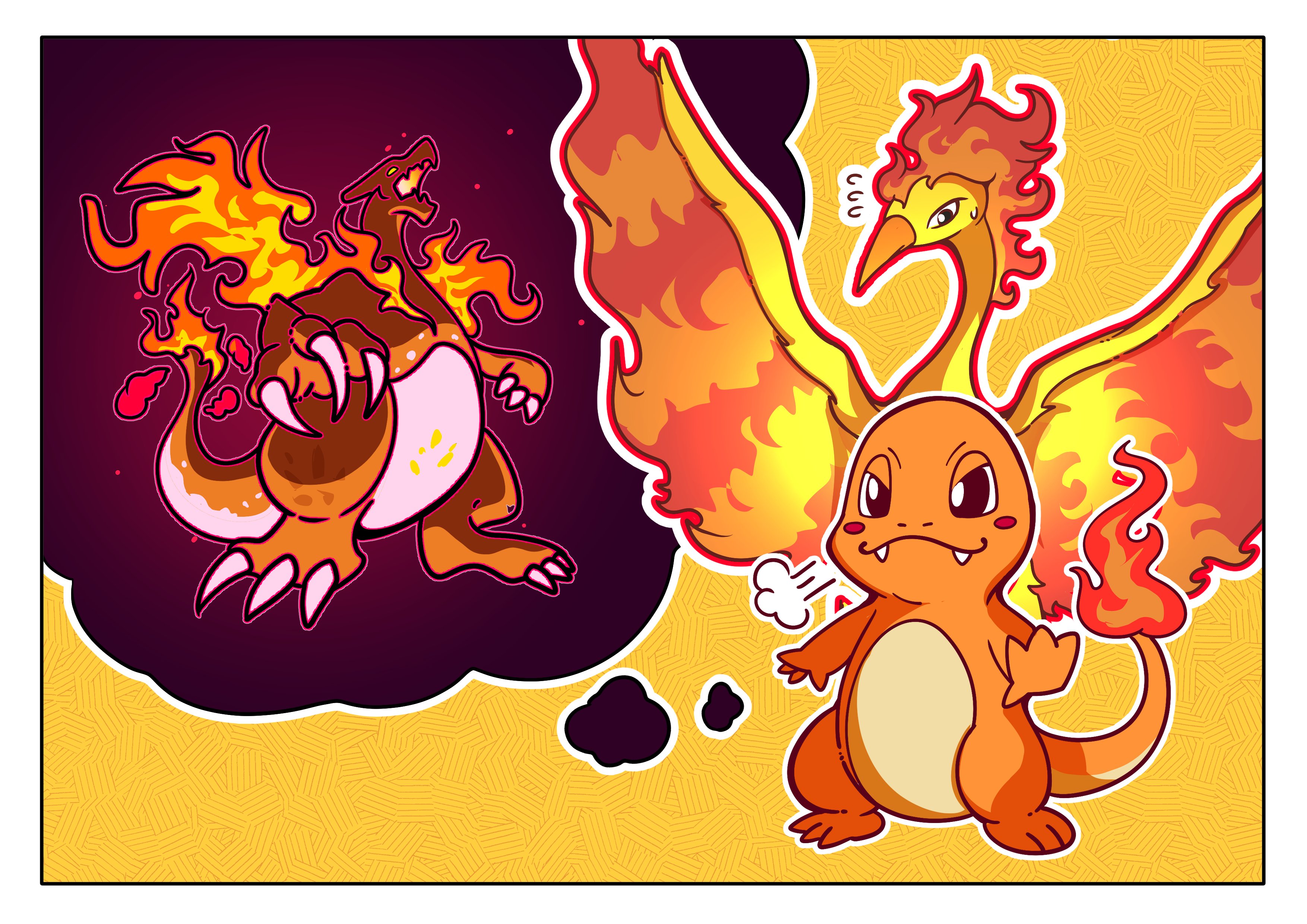 Safebooru - =3 absurdres beak border charizard charmander flying ...