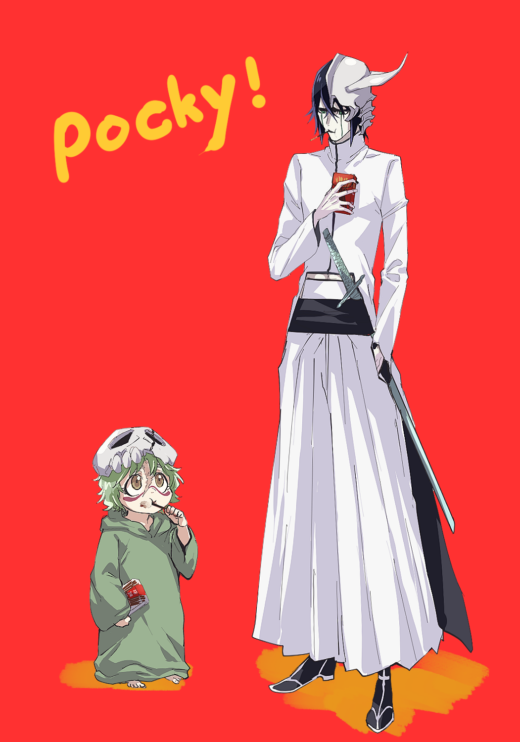 Safebooru - 1boy 1girl barefoot black hair bleach child eating food ...