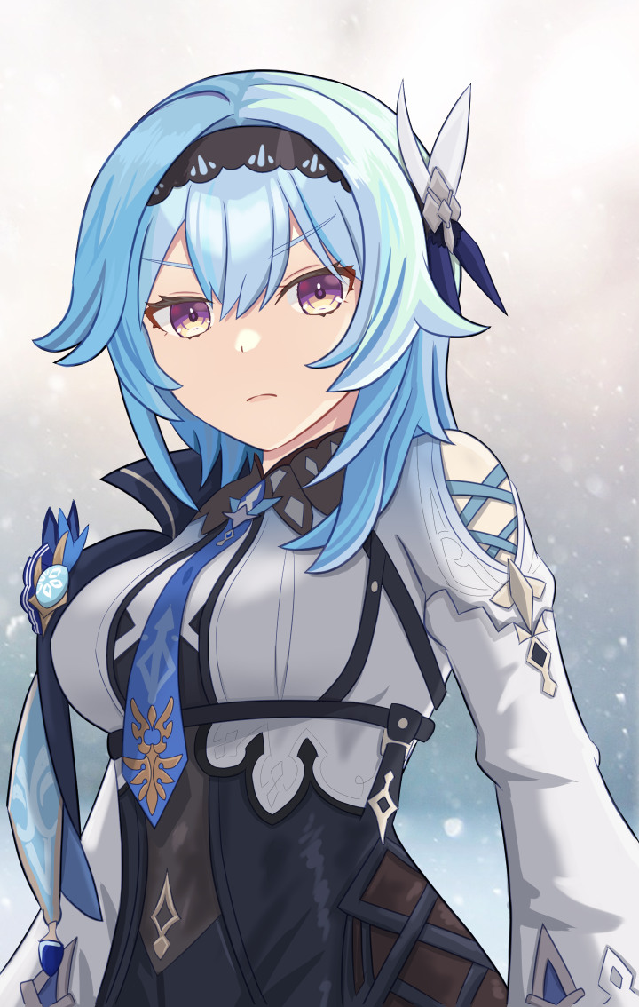 Safebooru - 1girl bangs blue hair commentary request eula (genshin impact) genshin impact grey ...