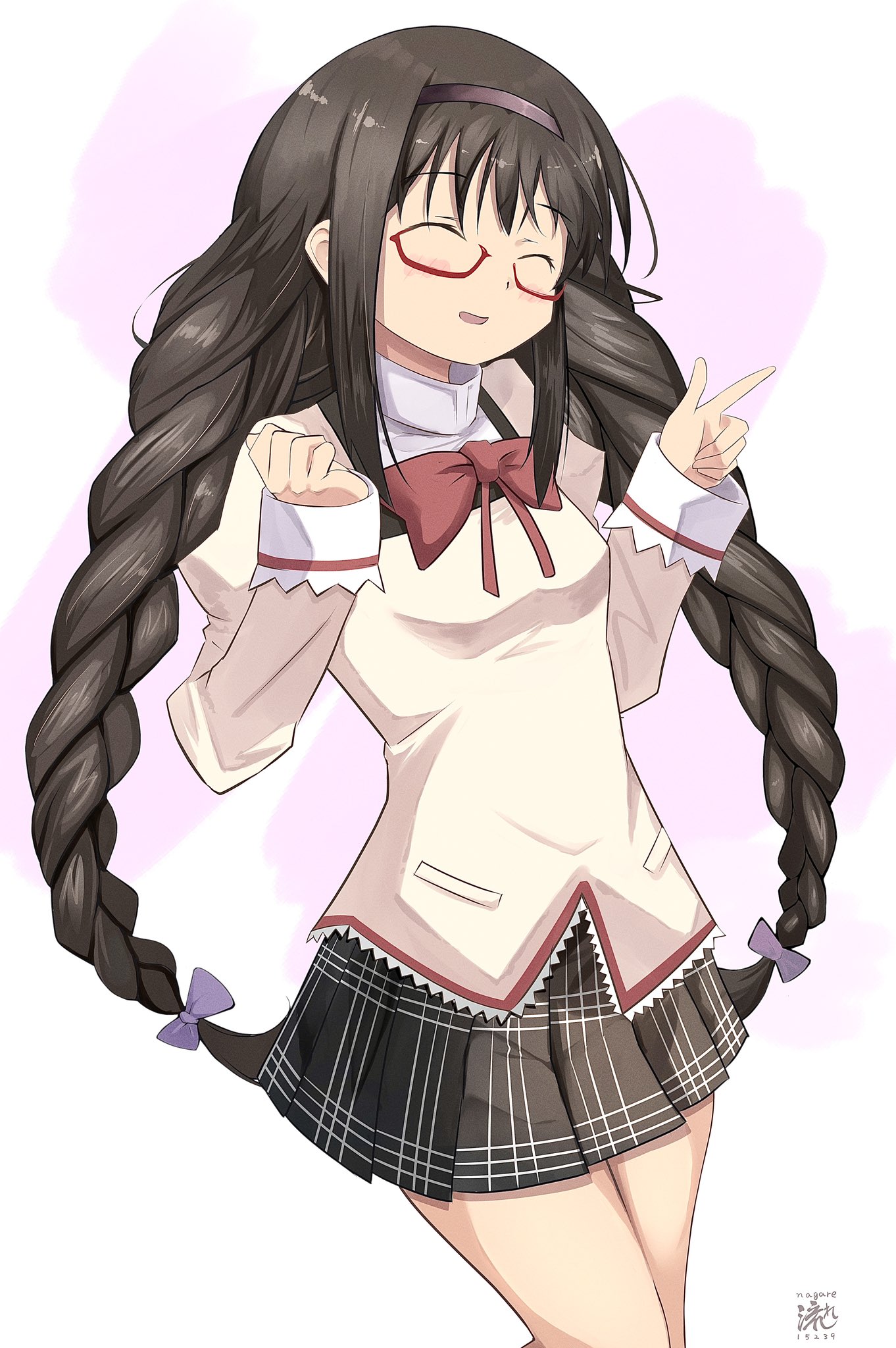 Safebooru - 1girl ^ ^ akemi homura black hair black skirt blush bow ...