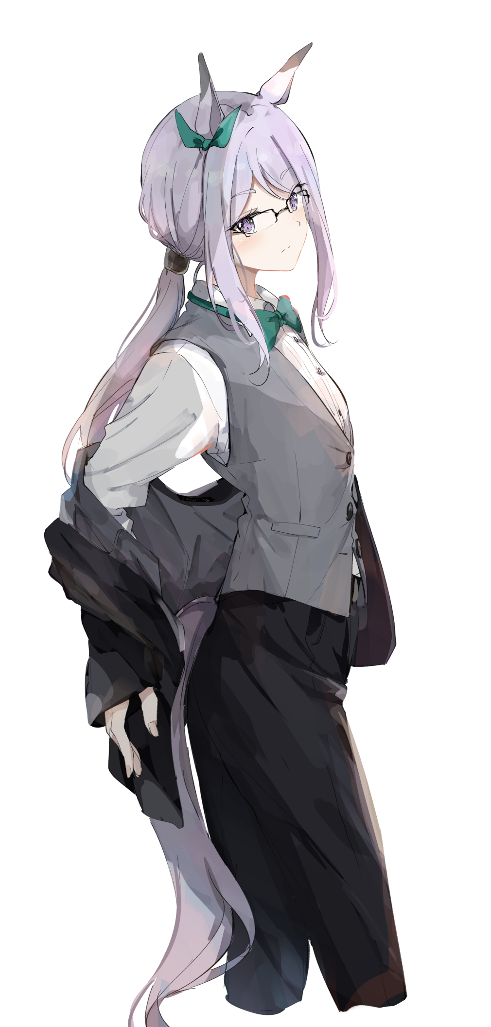 Safebooru - 1girl alternate costume alternate hairstyle animal ears bangs bespectacled black ...