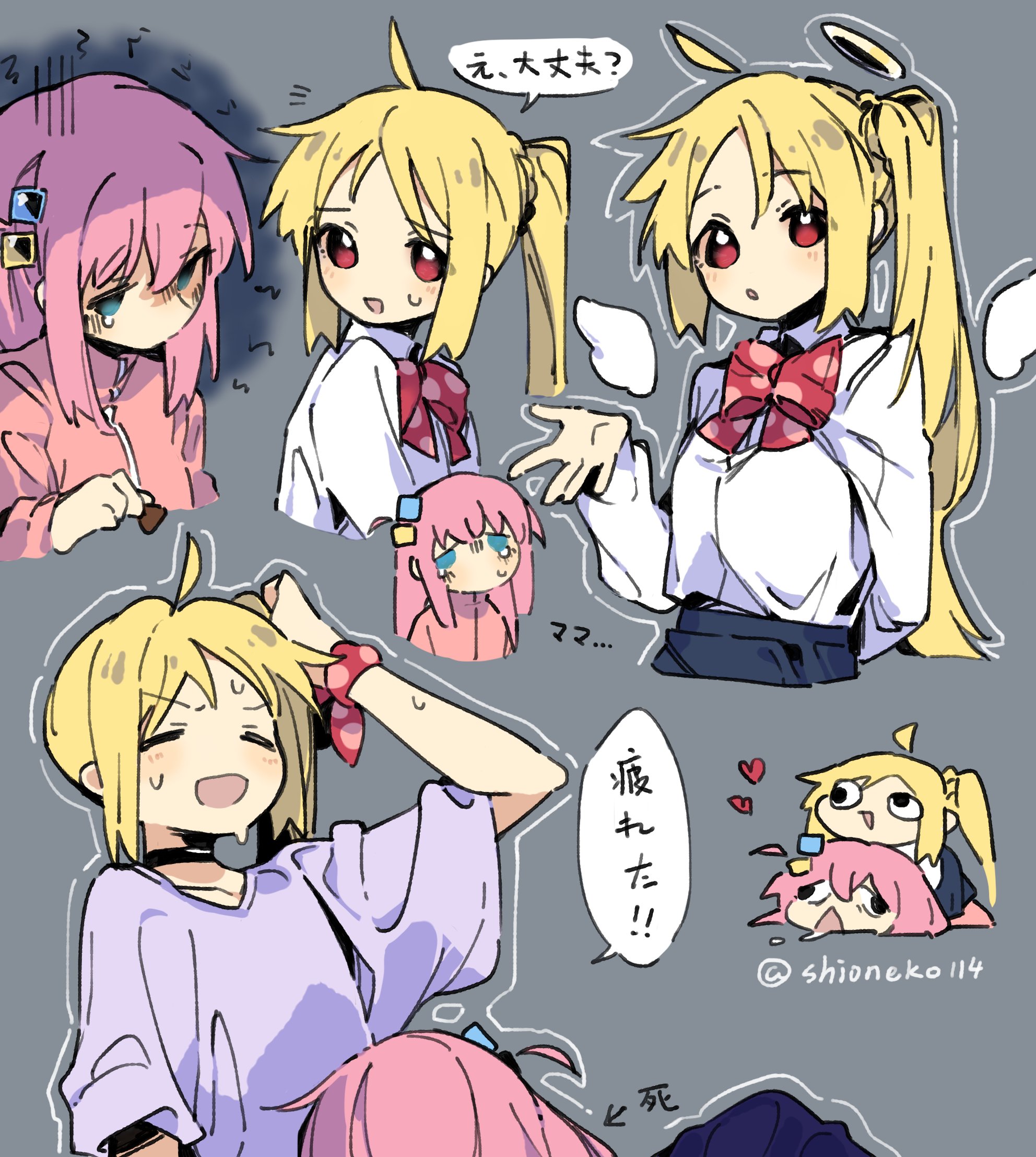 Safebooru - 2girls ahoge bangs black choker blonde hair blue eyes blush bocchi the rock! bow ...