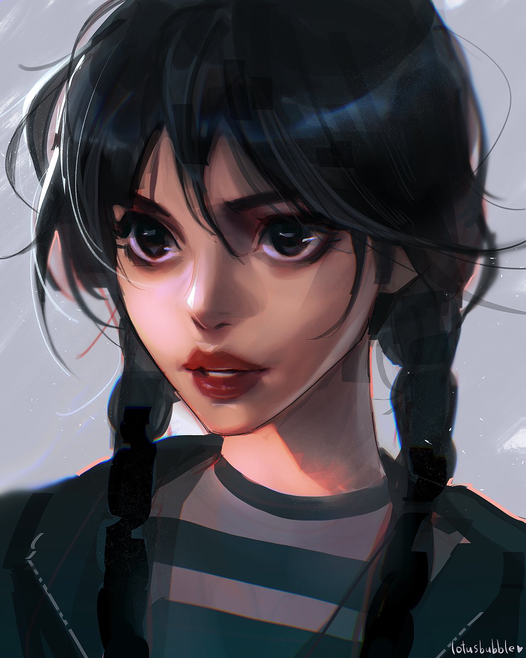 Safebooru - 1girl addams family artist name bangs black eyes black hair ...