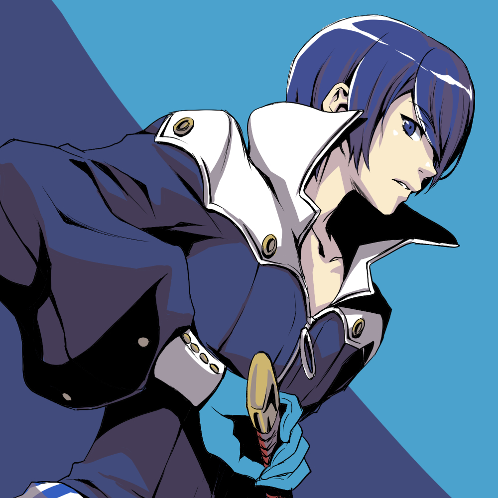 Safebooru - 1boy bangs blue background blue eyes blue gloves blue hair ...