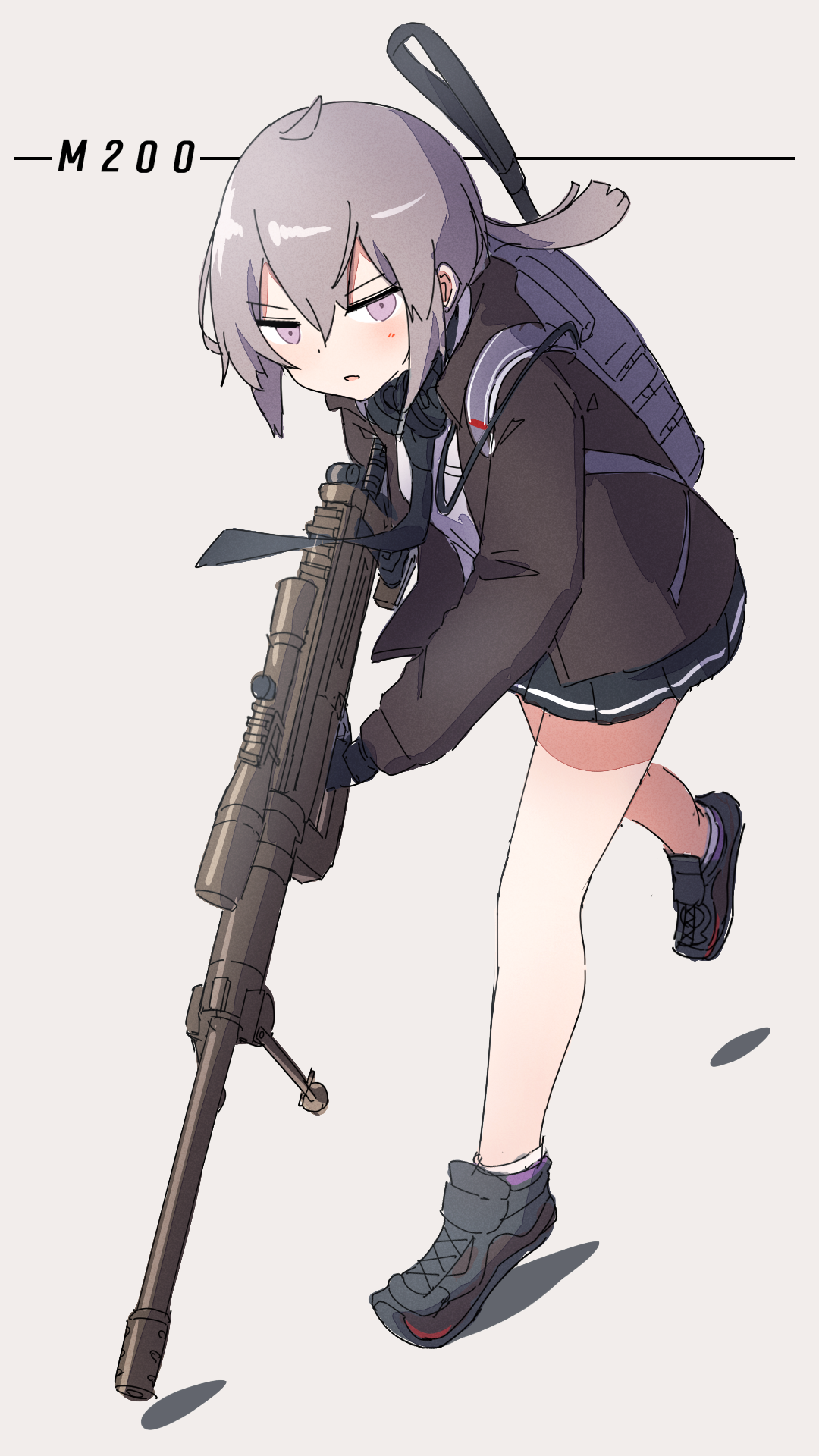 Safebooru - 1girl ahoge ankle socks backpack bag bangs black jacket black necktie black skirt ...