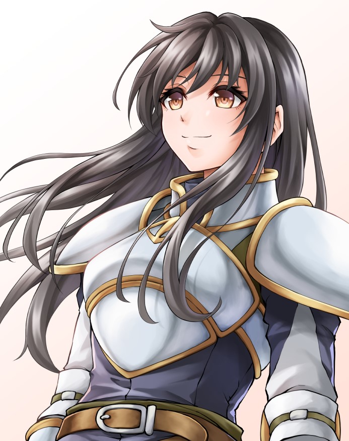Safebooru - 1girl armor astrid (fire emblem) bangs black hair breastplate closed mouth eyelashes ...