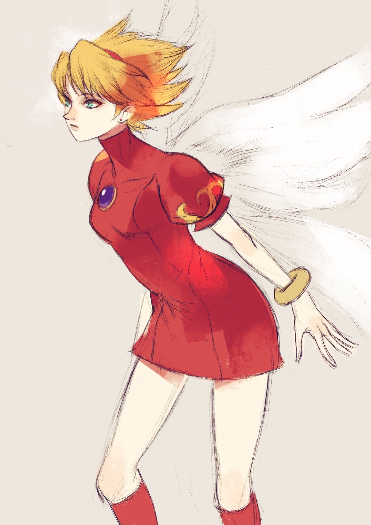 Safebooru - 1girl angel wings blonde hair bracelet breasts breath of fire breath of fire iii ...