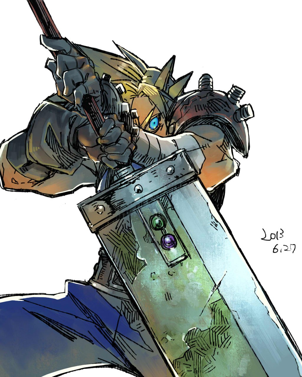 Safebooru - 1boy akagishi k aqua eyes armor bandaged arm bandages bangs belt blonde hair blue ...