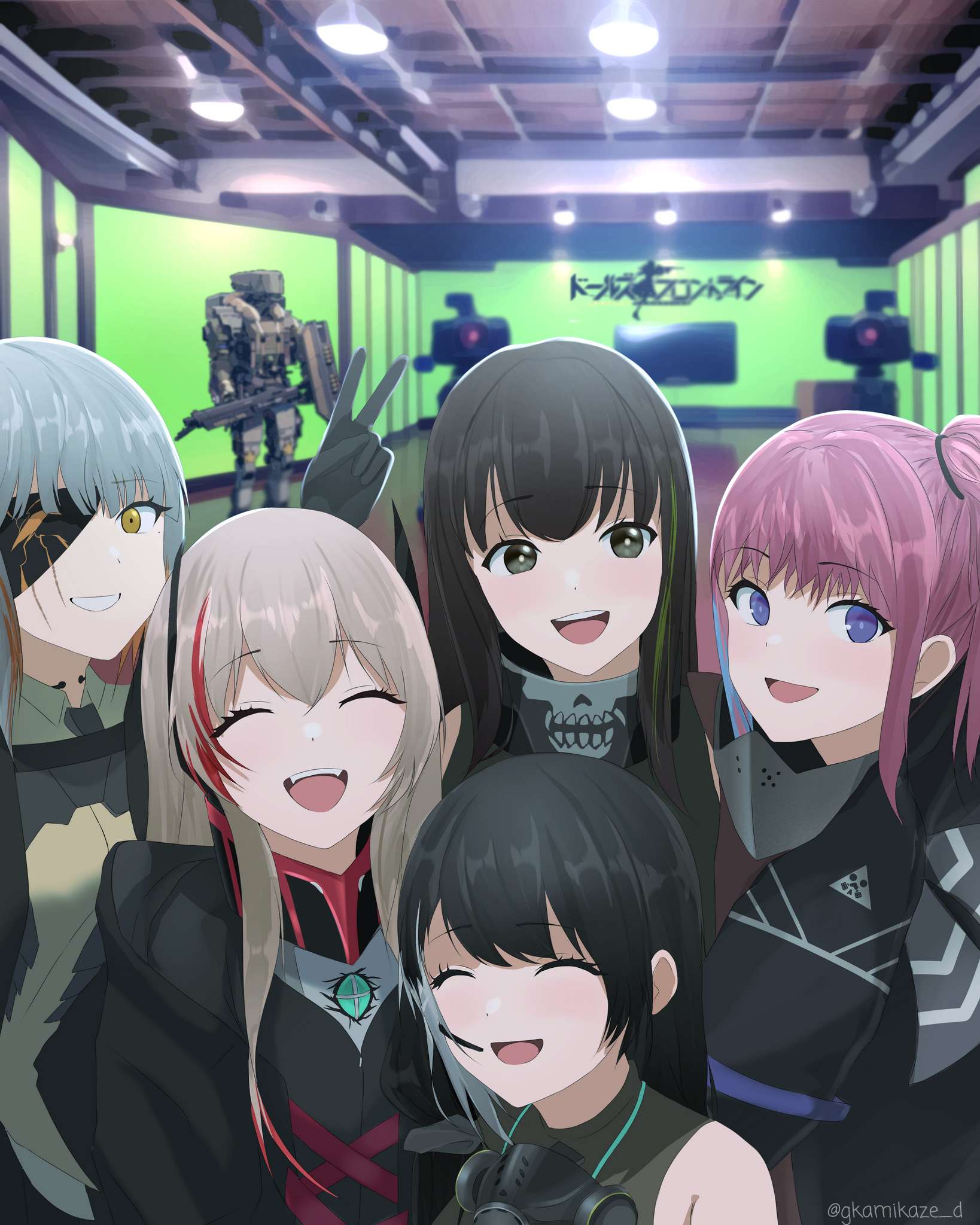 Safebooru - 1other 5girls anti-rain (girls' frontline) black eyes black ...