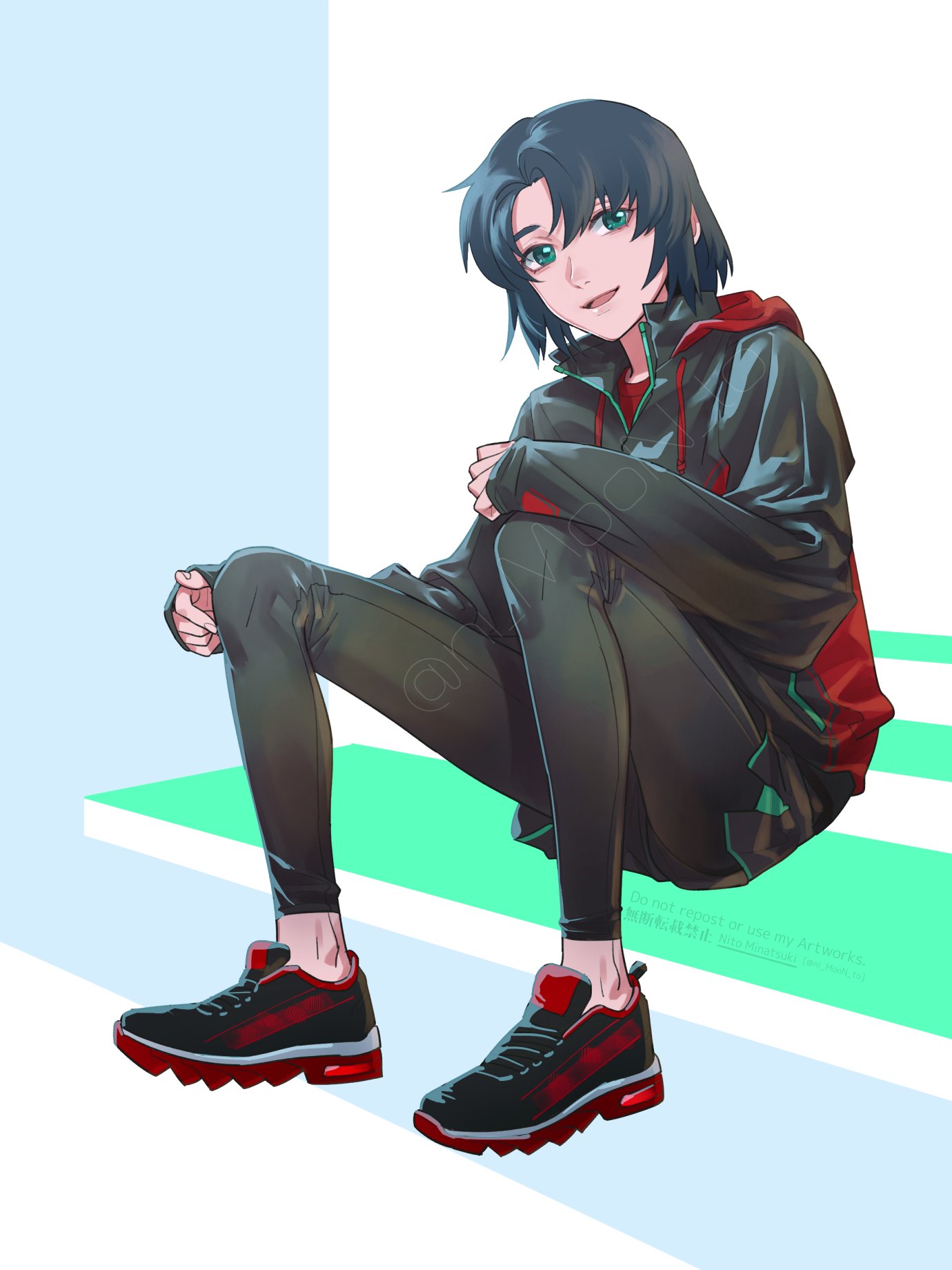 Safebooru - 1boy alternate costume athrun zala bangs black footwear black jacket black pants ...