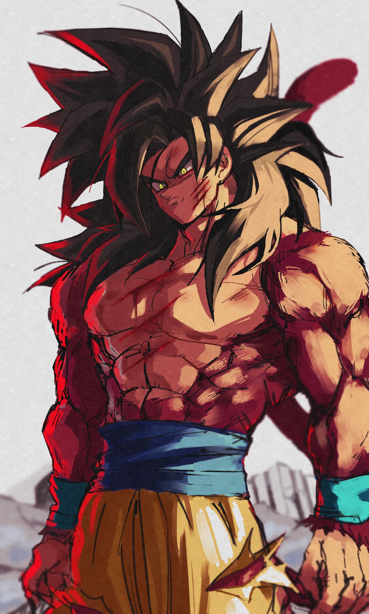 Safebooru - 1boy bare pectorals biceps bleeding blood blood on face ...