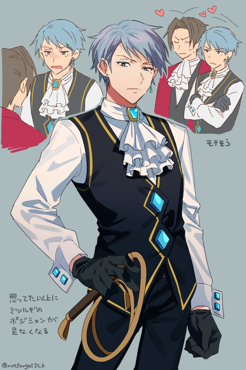 Safebooru - 2boys ace attorney ascot black pants black vest blue hair ...