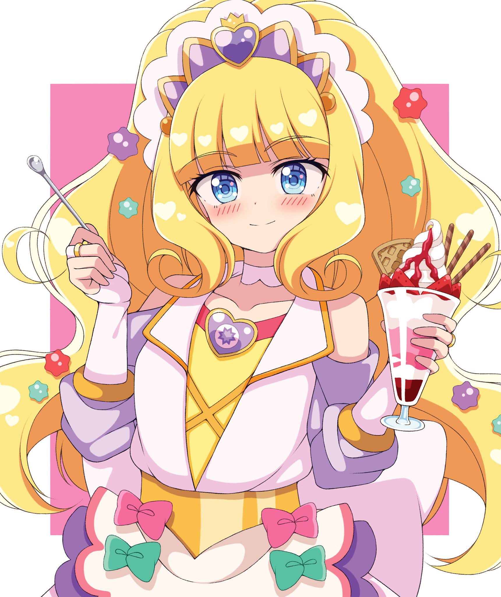 Safebooru - 1girl bangs blonde hair blue eyes blunt bangs blush brooch choker cure finale ...