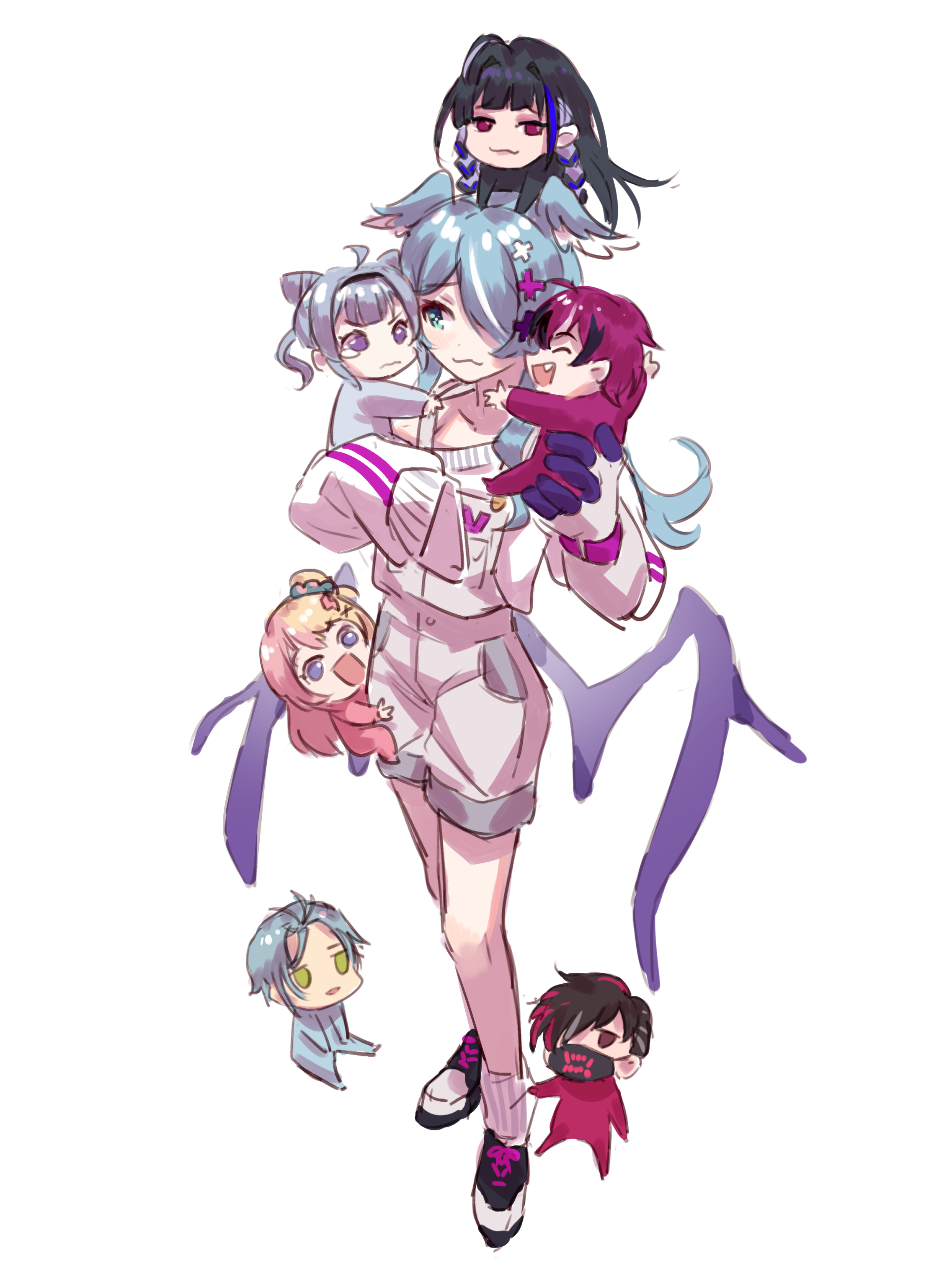 Safebooru - 3boys 4girls :3 absurdres aged down ahoge baby black hair blonde hair blue eyes blue ...