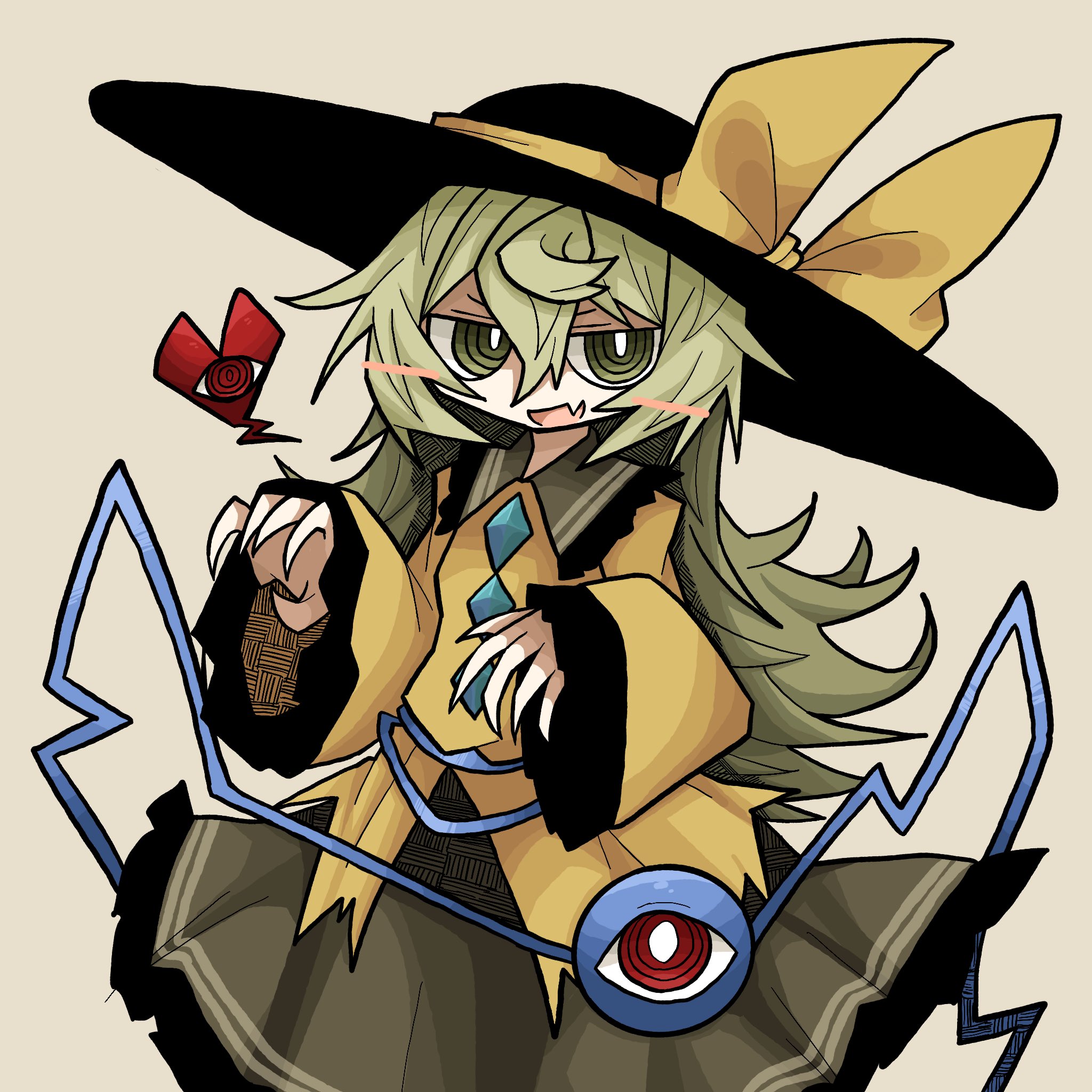 Safebooru - black headwear blush bright pupils buttons claws diamond ...