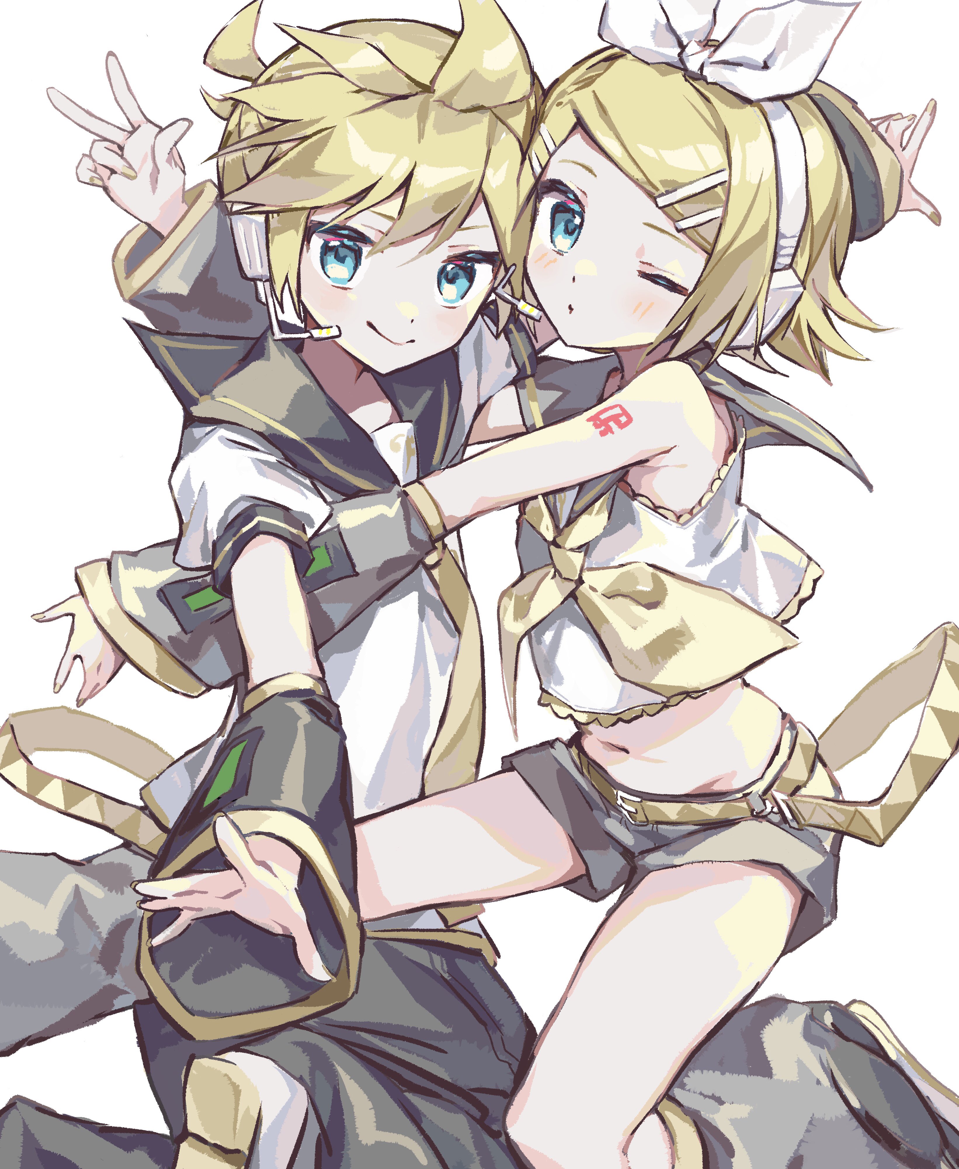 Safebooru - 1boy 1girl absurdres blonde hair blue eyes bow brother and sister detached sleeves ...