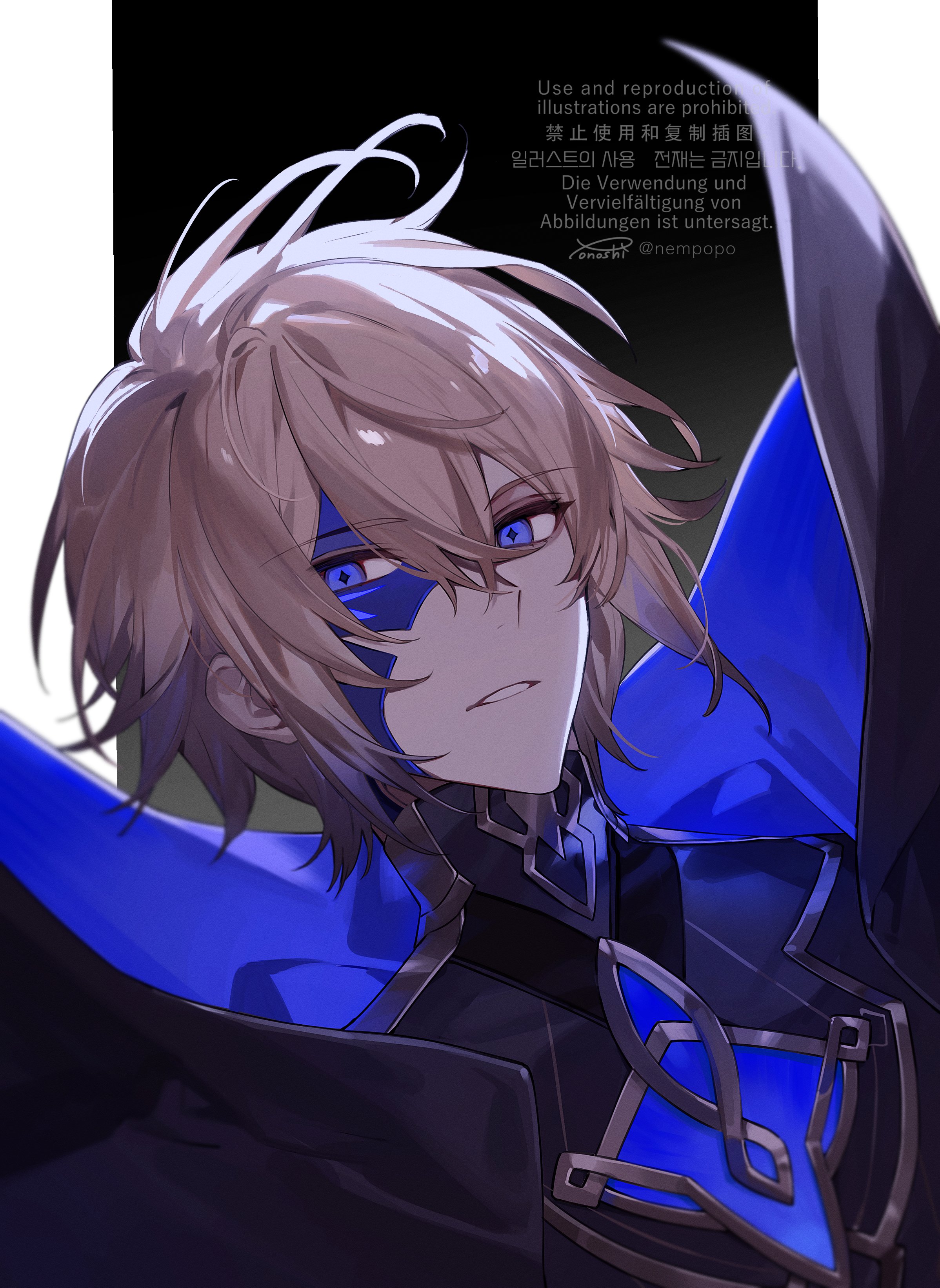 Safebooru - + + 1boy absurdres artist name bishounen black background black shirt blonde hair ...
