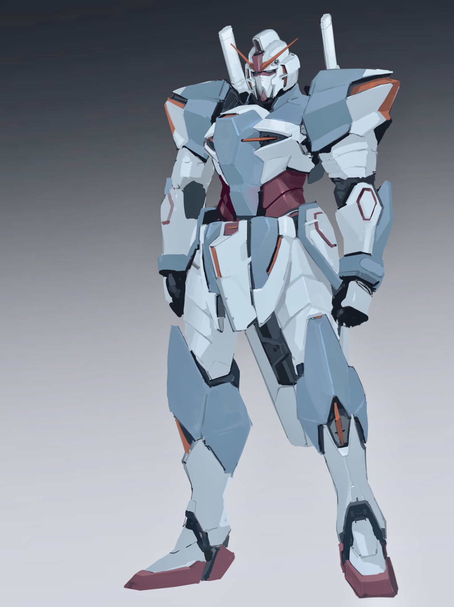 Safebooru - full body gradient gradient background green eyes gundam ...
