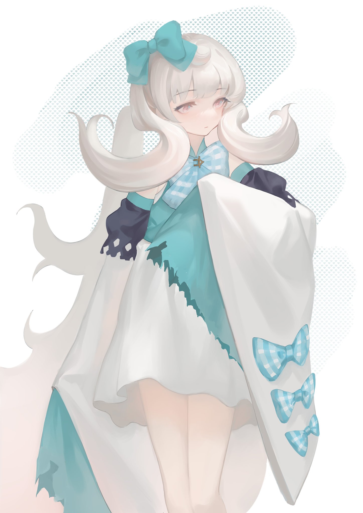 Safebooru - 1girl absurdly long hair alternate costume alternate hairstyle aqua bow aqua kimono ...