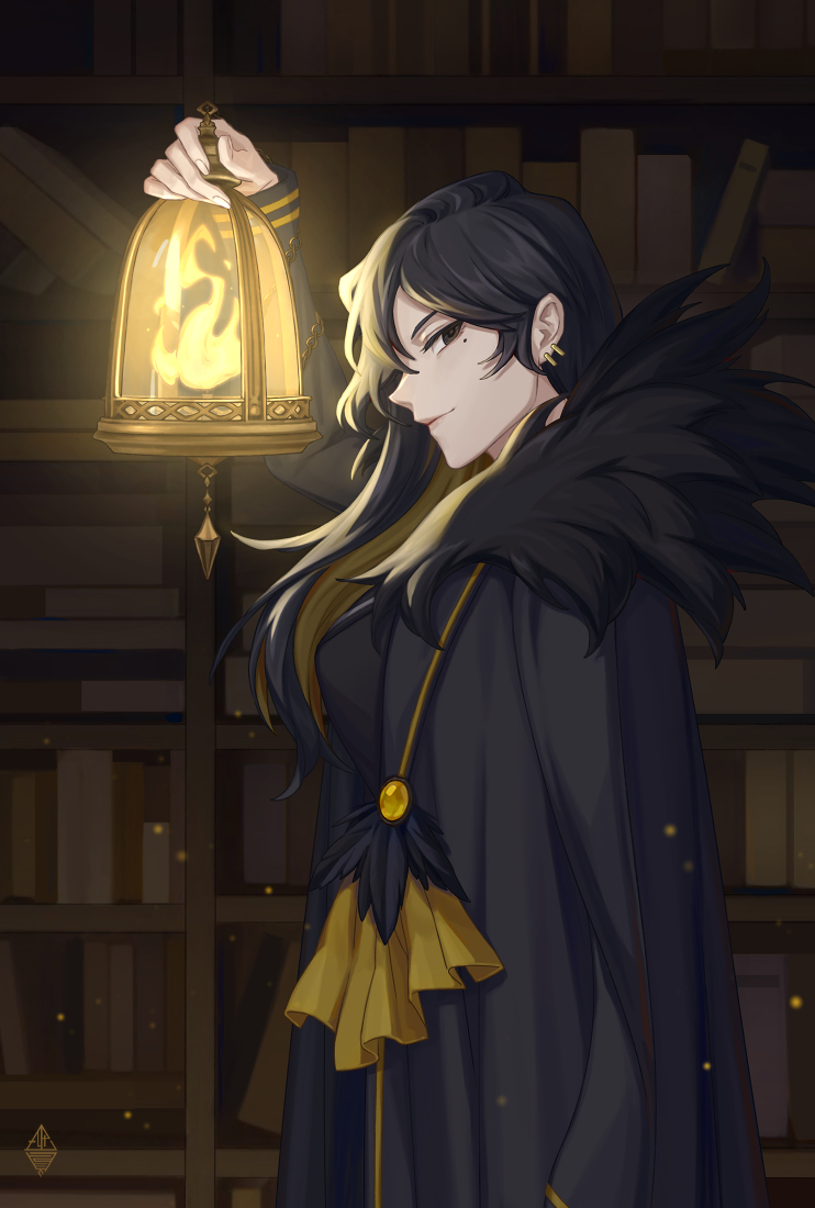 Safebooru - 1girl arm up ascot binah (project moon) black coat black dress black eyes black hair ...