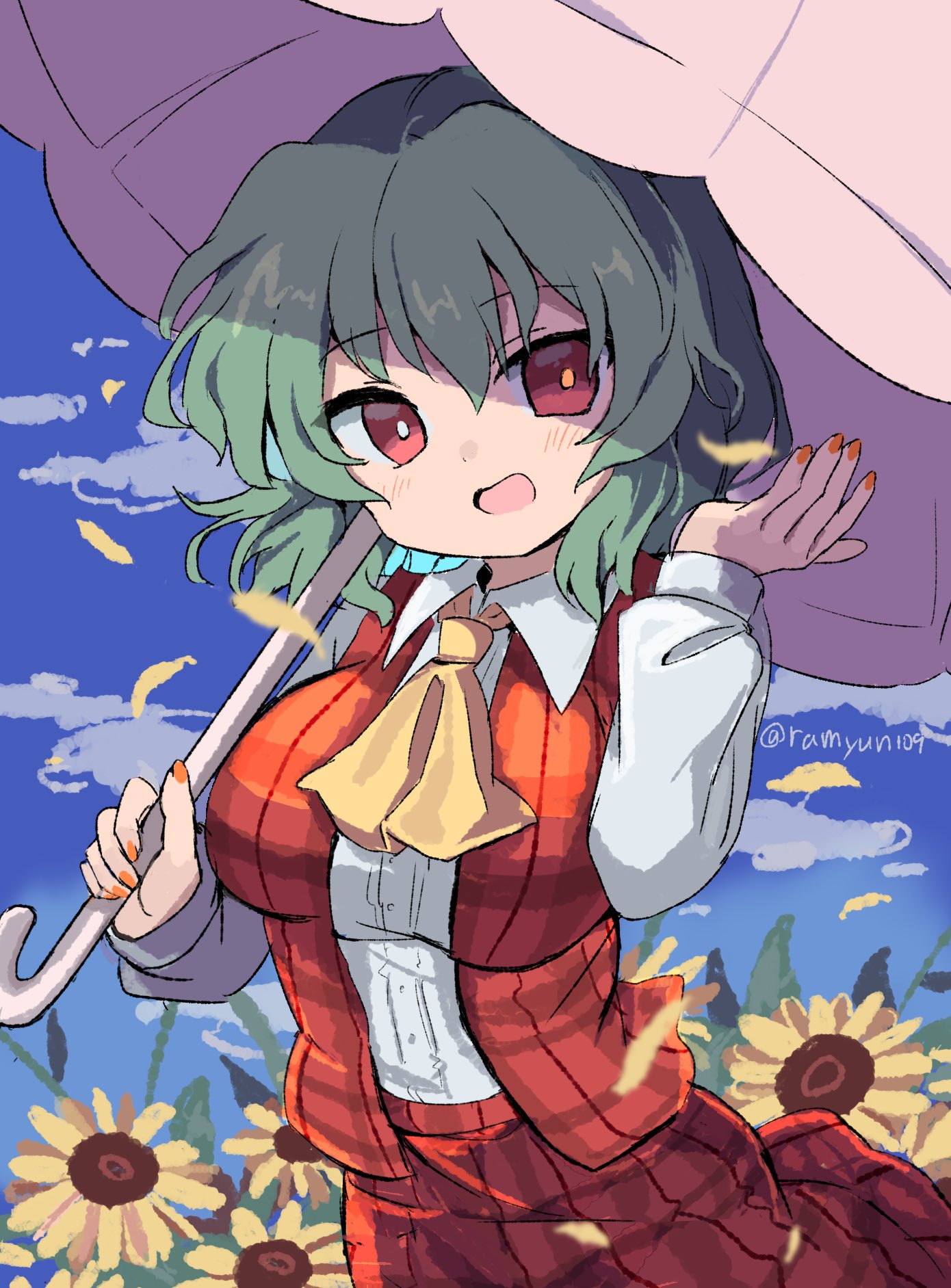 Safebooru - 1girl ascot green hair highres kazami yuuka open clothes ...