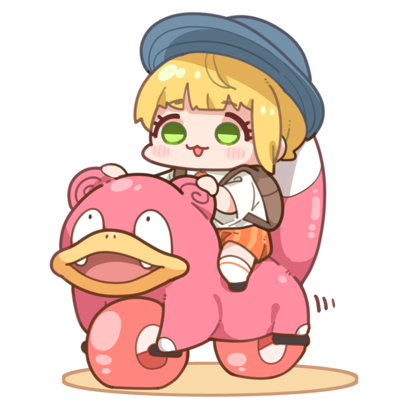 Safebooru - 1girl :3 backpack bag blonde hair blue headwear blush ...