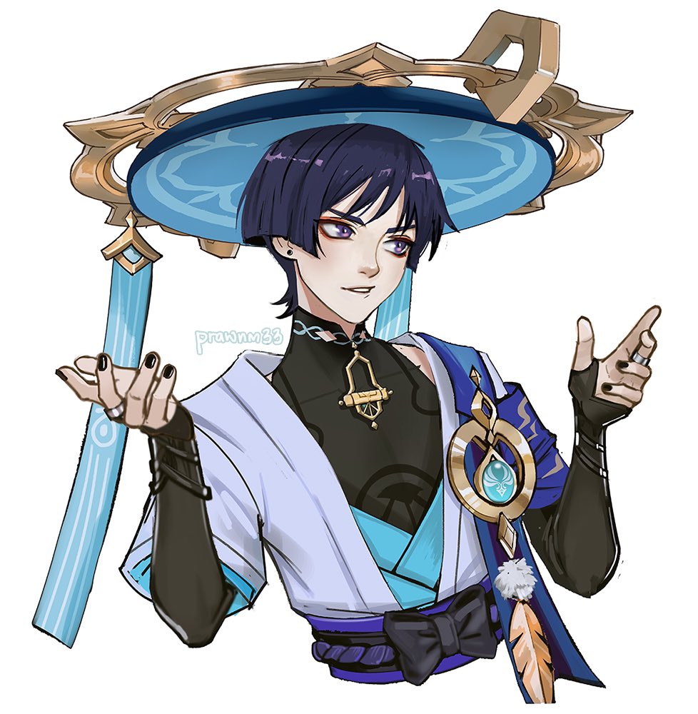 Safebooru - 1boy arm armor artist name bangs belt black belt black bow black nails black shirt ...