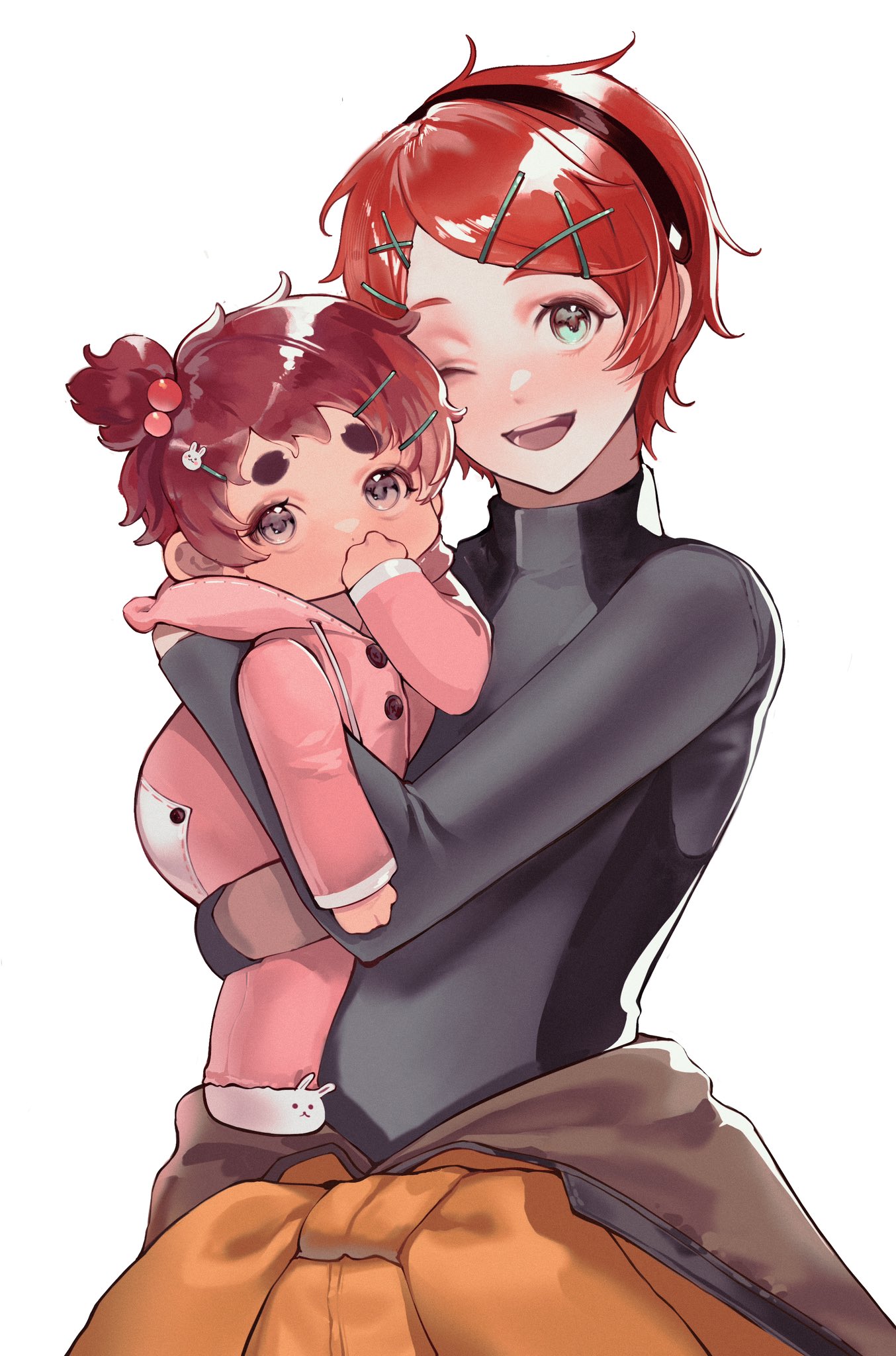 Safebooru - 2girls baby bangs black hairband blue eyes dark-skinned ...