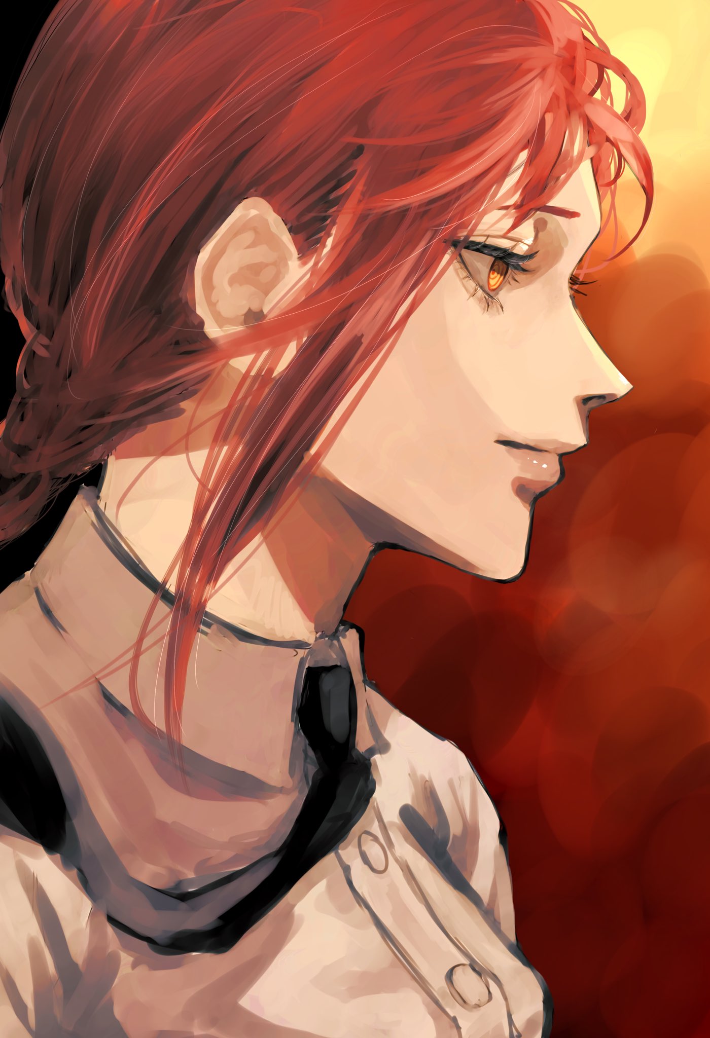 Safebooru - 1girl bangs black necktie bonjindaaa chainsaw man collared shirt floating hair ...