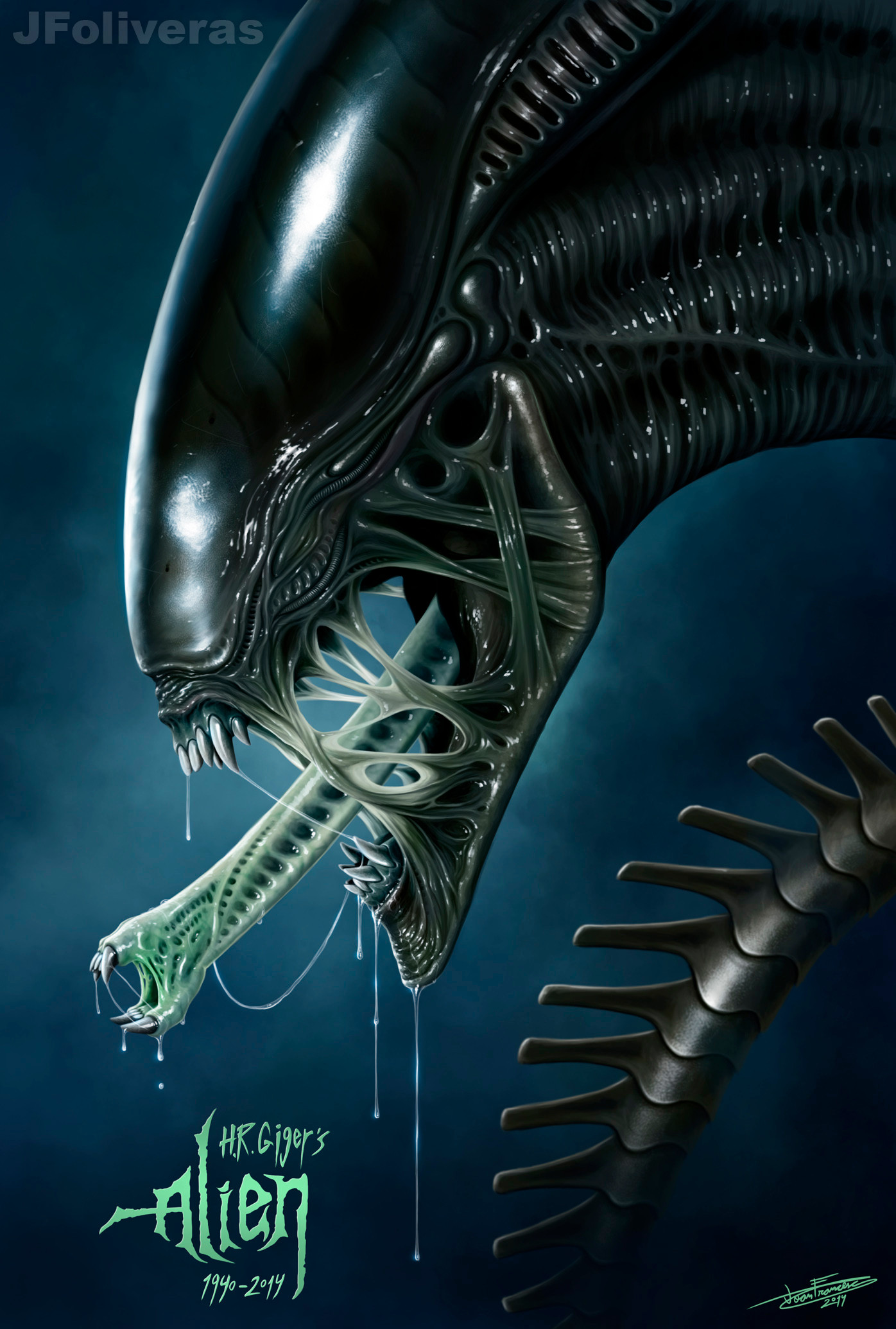 Safebooru - alien alien (movie) dark background drooling highres ...