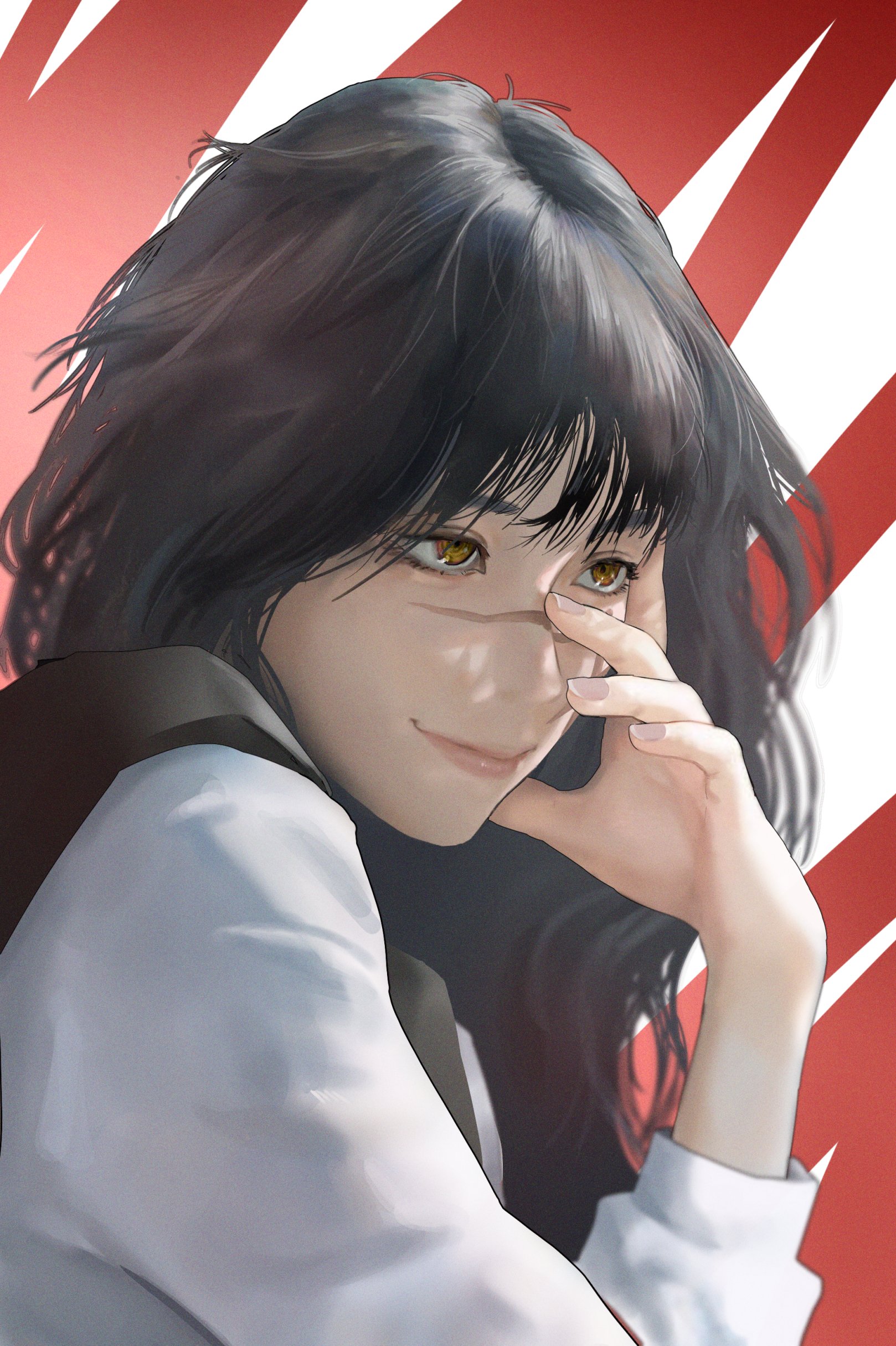 Safebooru - 1girl absurdres bangs black hair chainsaw man cross scar dress highres long hair ...