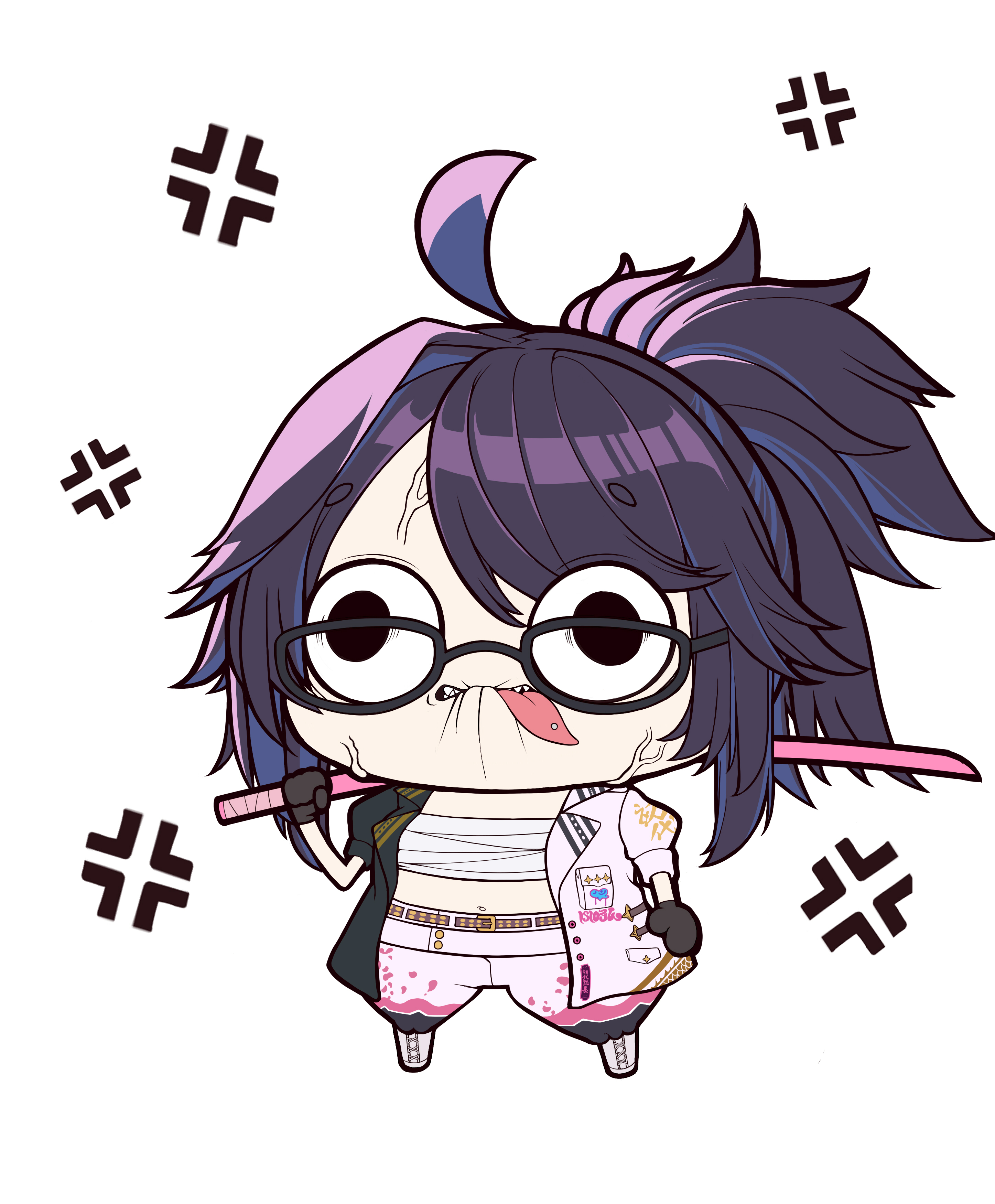 Safebooru - absurdres ahoge anger vein angry banchou bangs belt bokken ...