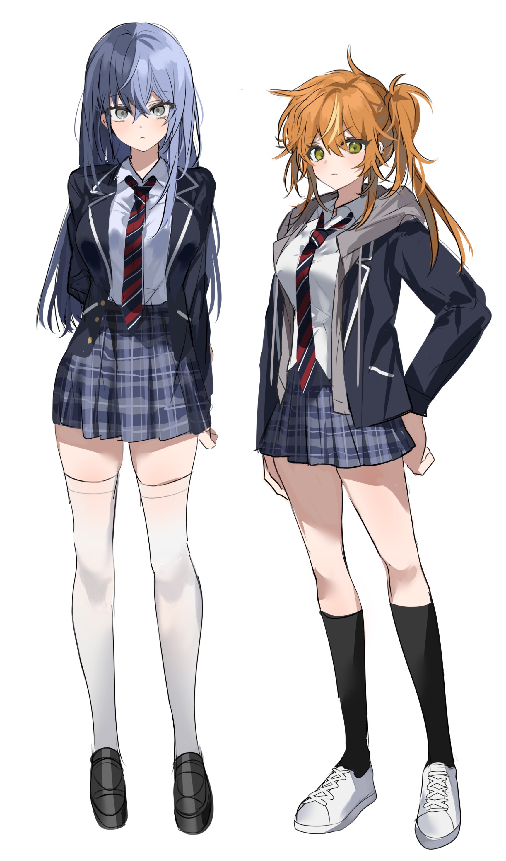 Safebooru - 2girls absurdres aoyagi touya black footwear black socks blazer blonde hair blue ...