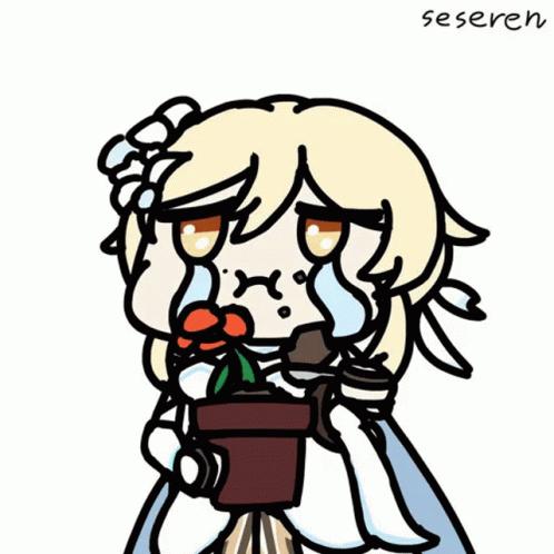Safebooru - 1girl animated gif crying flower pot genshin impact lumine ...